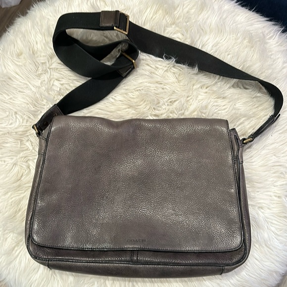 Coach | Bags | Coach Gray Leather Messenger Bag | Poshmark